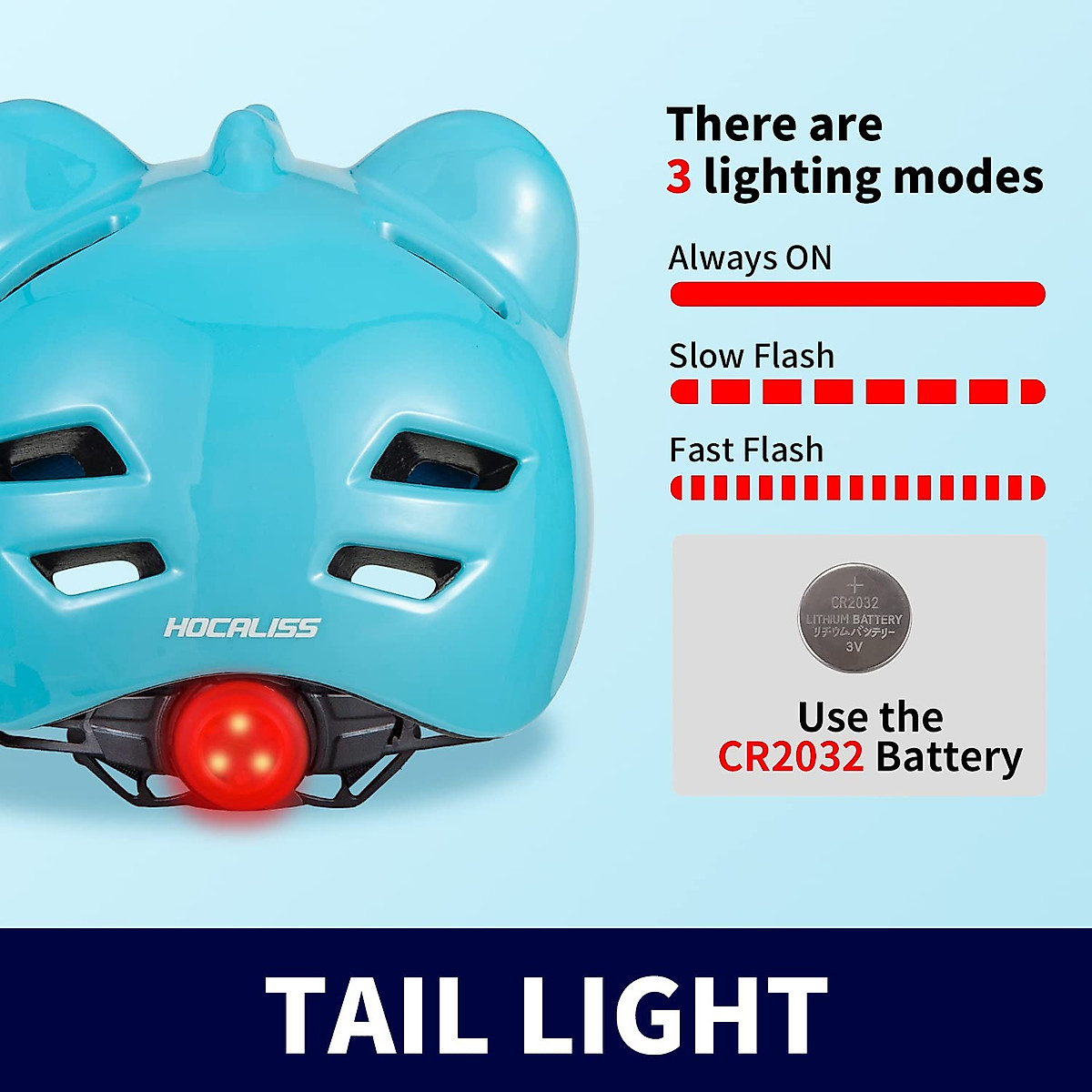 HOCALISS 3D Cartoon Cute Animal Helmet for Kids Bike Helmet Multi-Sport Cycling Skateboard Scooter Skating Roller Blading Helmet Protective Gear with LED Rear Ligh