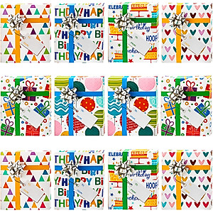 12 Pieces Gift Card Box Happy Birthday Present Card Holder Birthday Card Gift Box with 12 Pieces Wrapping Bows Mini Favor Boxes for Holiday Birthday Party