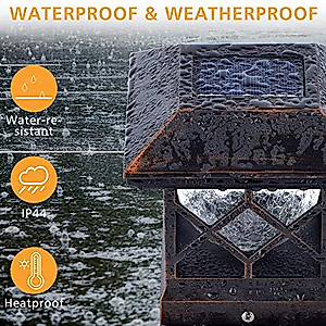 TWINSLUXES Solar Post Cap Lights Outdoor - Waterproof LED Fence Post Solar Lights for 3.5x3.5/4x4/5x5 Wood Posts in Patio, Deck or Garden Decoration…………