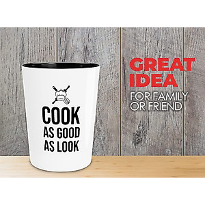 Flairy Land Chef Shot Glass 1.5oz - Cook as good as look - Food Lovers Foodies Dough Baking Funny Bread Cookie Cupcake Bakery Kitchen Mom Chef Dad