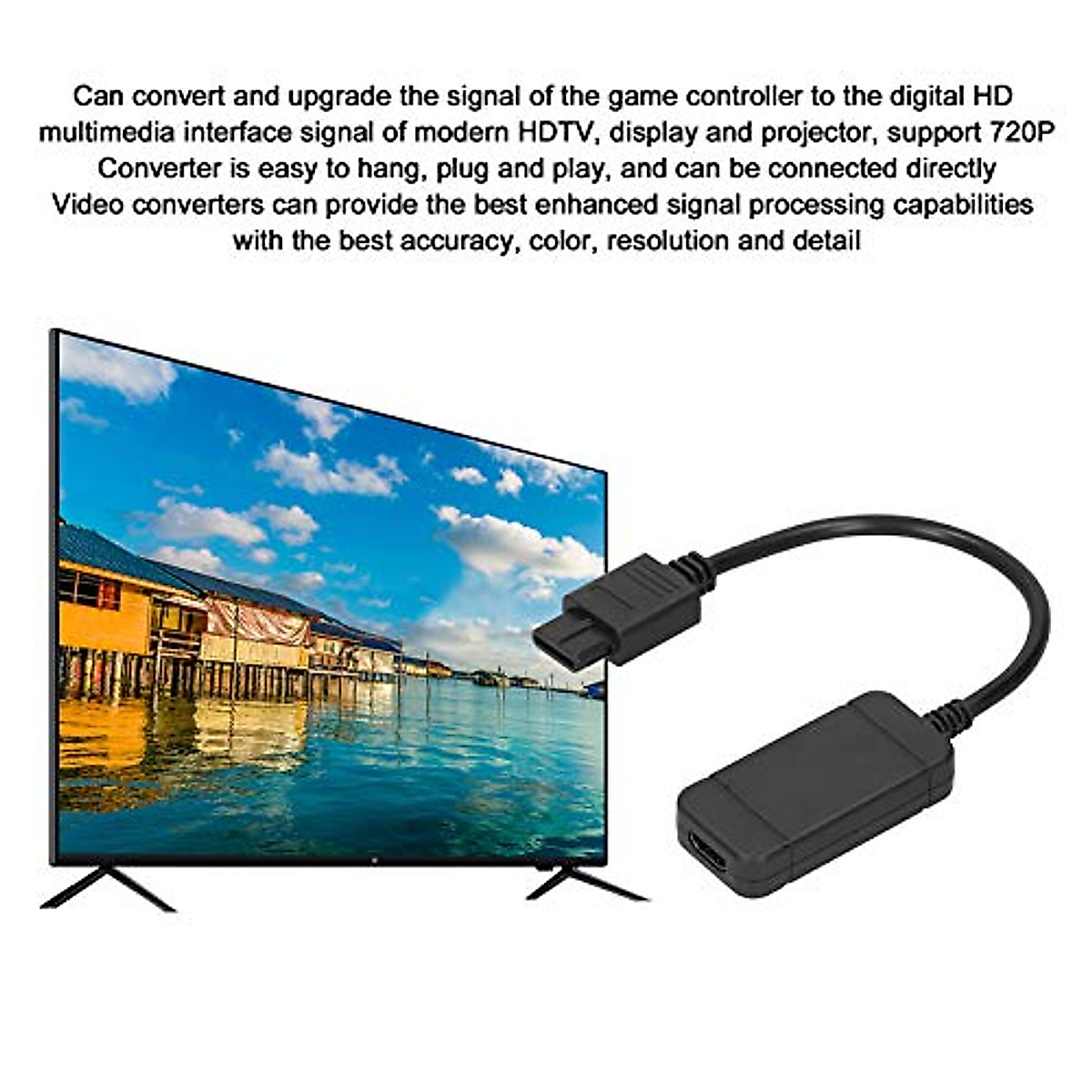 WNSC Game Console Adapter, Game Console Adapter Cable Simple to Use Portable High Performance Lightweight for SFC Display Mode for N64 Game Consoles