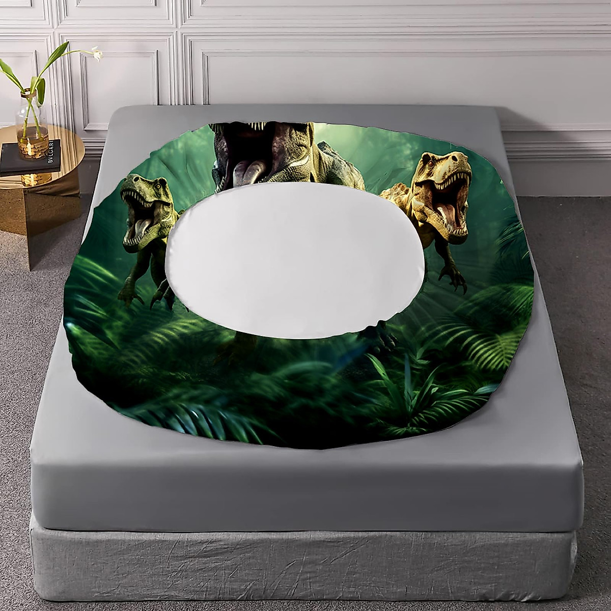 VTKON Dinosaurs Bed Sheets Twin for Boys Easy Care Dinosaur Bedding Set 3D Green Realistic Dinosaur Sheets Kids Soft Microfiber Bedding Sheets Set with 1 Fitted Sheet 1 Flat Sheet and 1 Pillowcase