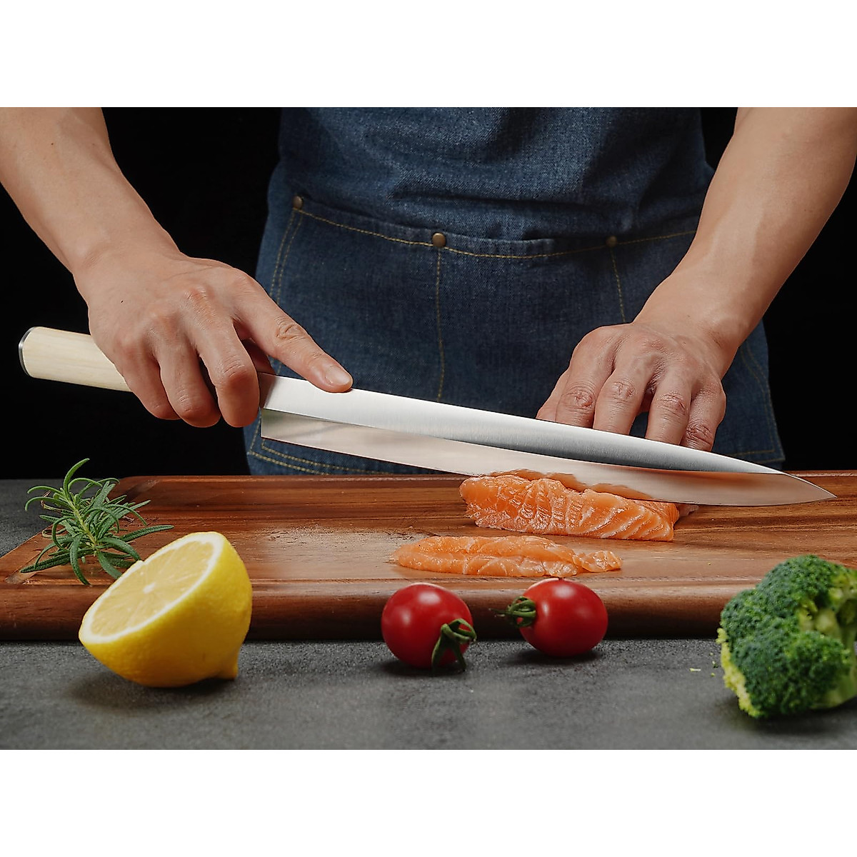 Hollory Sashimi Sushi Knife – 11.5 inch Japanese Yanagiba Slicing knife, Super Sharp Professional High Carbon Stainless Steel Single Bevel Fish Knife with Pakkawood Handle