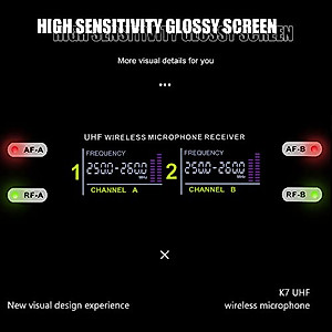 micfuns K7 Professional Wireless 2 Handheld VHF 230-250 MHZ Microphone System 100m distand for Karaoke,Party, Speech