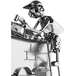 BRUBAKER Wine Bottle Holder 'Home Sweet Home' - Table Top Metal Sculpture - with Greeting Card