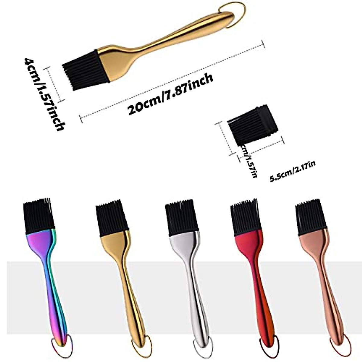 LARATH Silicone Basting Brush with Stainless Steel Handle Spread Oil Butter Sauces Brush Pastry Cakes Meat Sausages Desserts Brushes for Cooking Grilling Baking Kitchen Utensils, Rose Gold