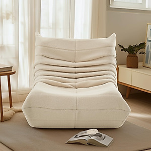 VASOENY 35.8'' X 41.3'' Armless Fireside Chair, Oversized Soft Sherpa Fabric Floor Lounge Sofa Couch, Comfy Single Lazy Sofa, Leisure Bean Bag Chair for Living Room, Bedroom, Office, Apartment