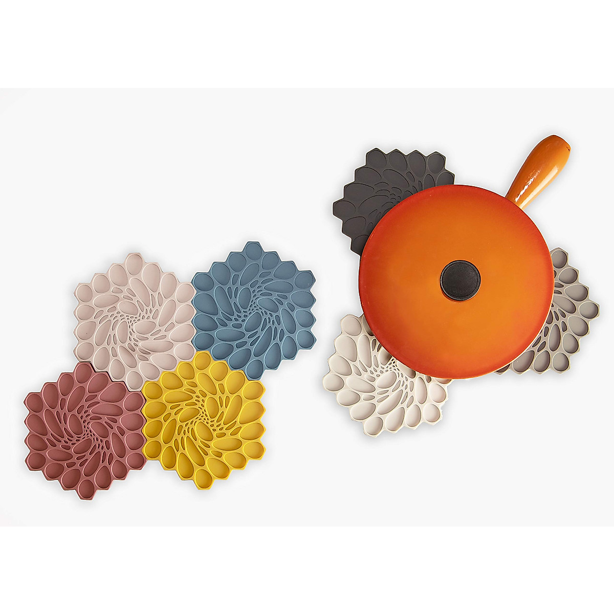 modern-twist 7 x 7" Hive Silicone Trivet, Heat Resistant Up To 675°F, Non Slip, Protects Table From Heat, Cloud, Pack of 1