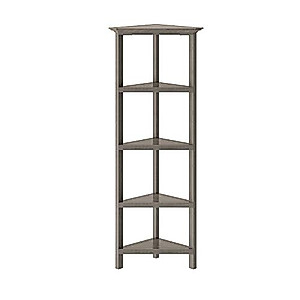 NewRidge Home Goods NewRidge Home Bookcase Bookshelf, Corner, WASHED GREY