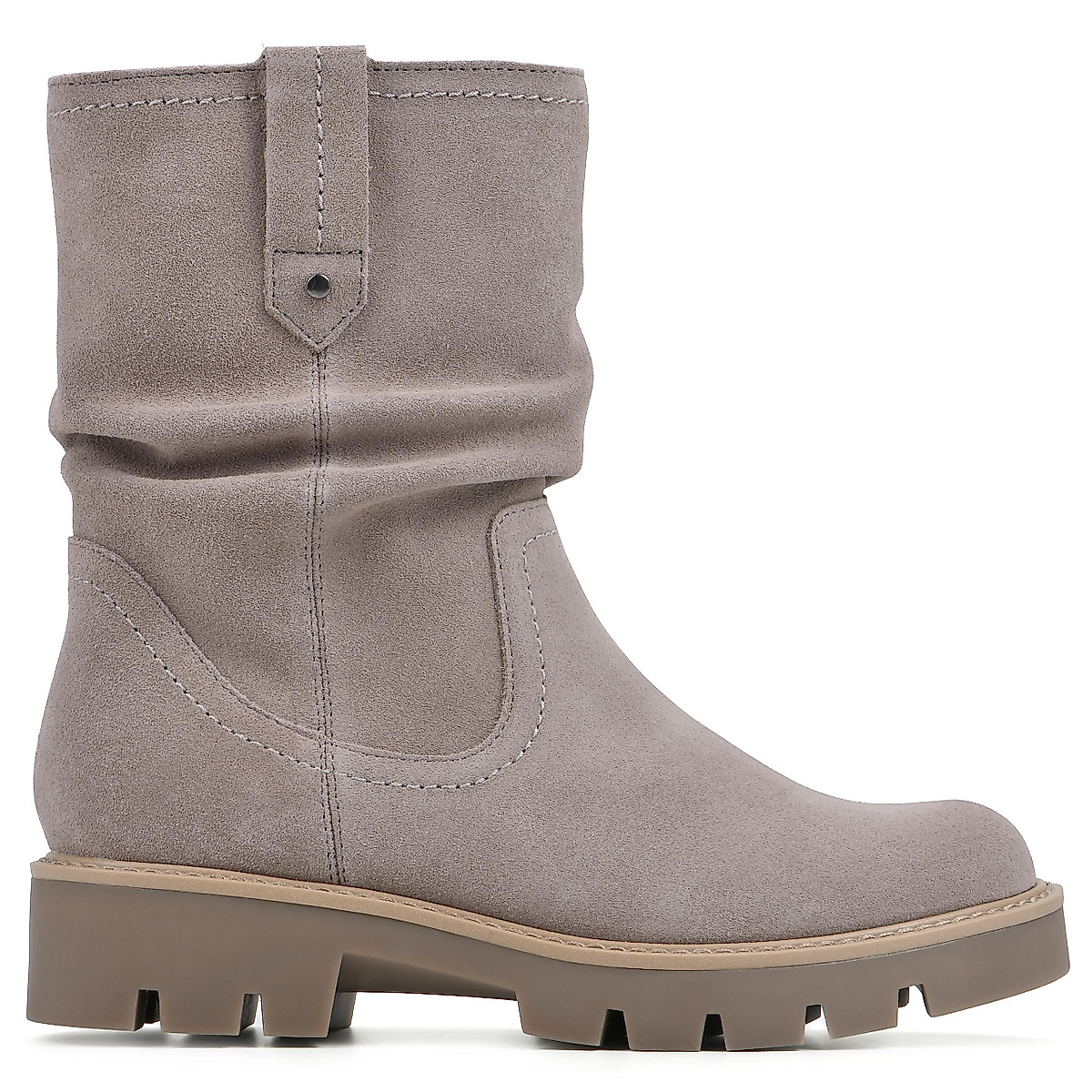 WHITE MOUNTAIN Women's Shoes Glean Lug Sole Mid Calf Boot, Lttaupe/Suede, 8.5 M