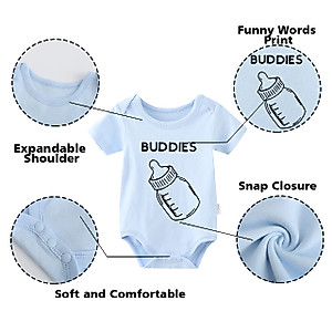 YSCULBUTOL Baby Twins Bodysuit Drinking Buddies Baby Twin Romper Boy Outfits Girl Jumpsuits Baby Triplets Set（newest 0-3m）