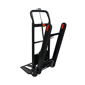 Voltstair GO Portable Electric Motorized Stair Climbing Hand Truck with Removeable Battery, with Included Bungee Cord and Anti Slip Tracks for Heavy Lifting (150lb. Lift Capacity) Black/Red