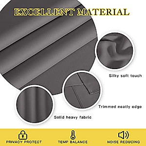 NICETOWN Grey Blackout Patio Sliding Door Curtains 84 inch Length, Grommet Room Divider Thermal Insulated Curtain Drapes for French Door/Living Room (Gray, W100 x L84, 1 Panel)