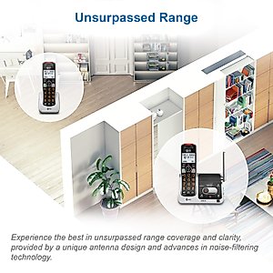 AT&T BL102-5 DECT 6.0 5-Handset Cordless Phone for Home with Answering Machine, Call Blocking, Caller ID Announcer, Audio Assist, Intercom, and Unsurpassed Range, Silver/Black