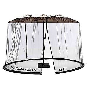 Tiimmgaal Mosquito Netting for Patio Umbrella 14FT Double Sided Patio Umbrella Canopy Netting &10X10 Ft gazebo (Black)(Does Not Contain Gazebo Patio Umbrella) (14FT Black)