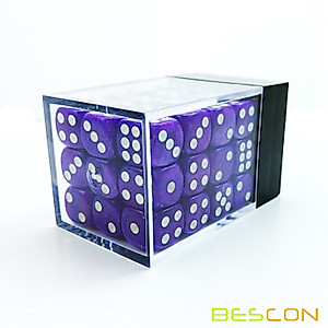 Bescon 12mm 6 Sided Dice 36 in Brick Box, 12mm Six Sided Die (36) Block of Dice, Marble Purple