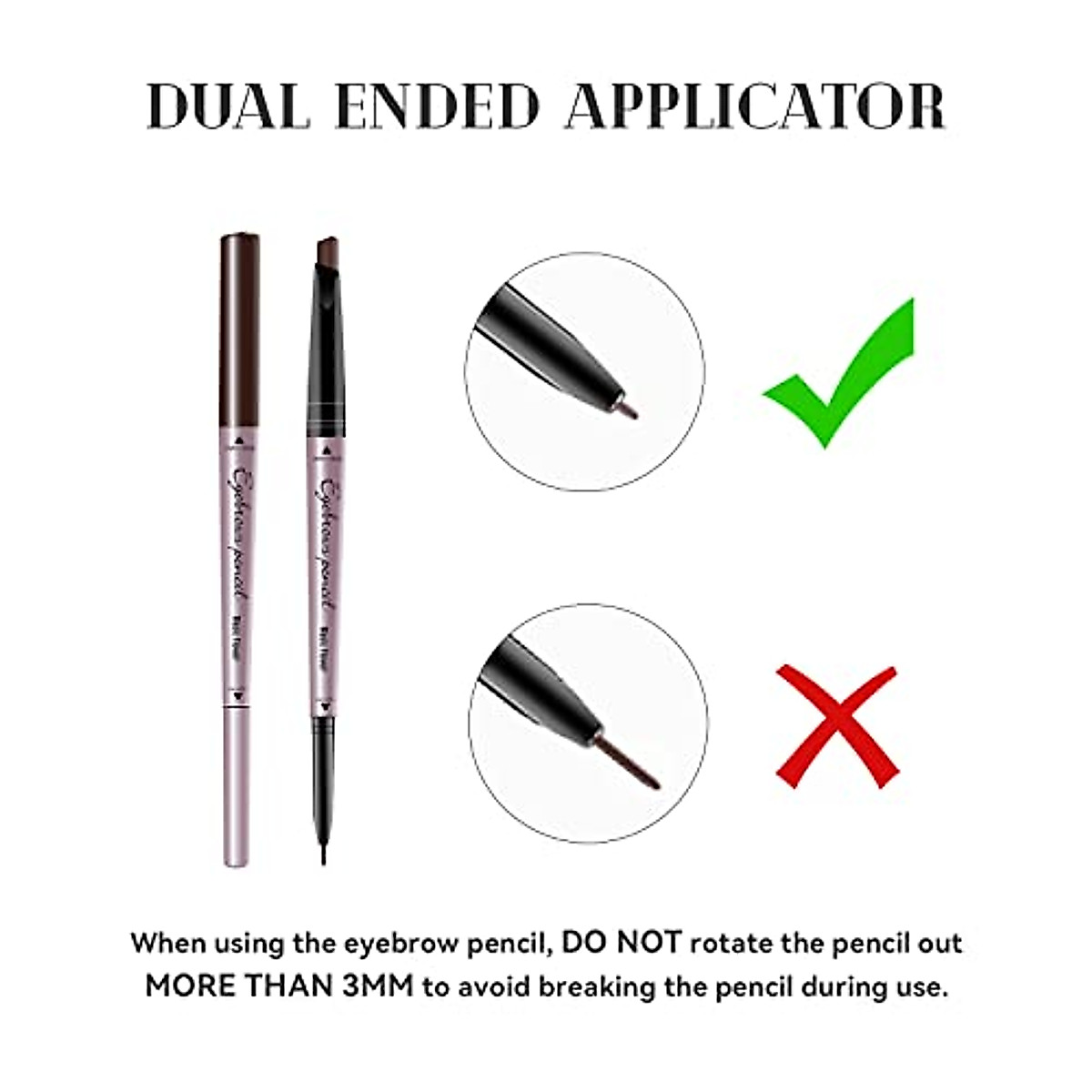 Music Flower Double Ended Eyebrow Pencil, Waterproof Natural Brow Enhancing Pen, Long lasting Eye Makeup, Pack of 1, Dark Brown