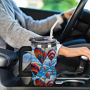 Hot Air Balloons 40 Oz Stainless Steel Cup Travel Tumbler with Handle and Straw Lightweight Coffee Mug for Home Office
