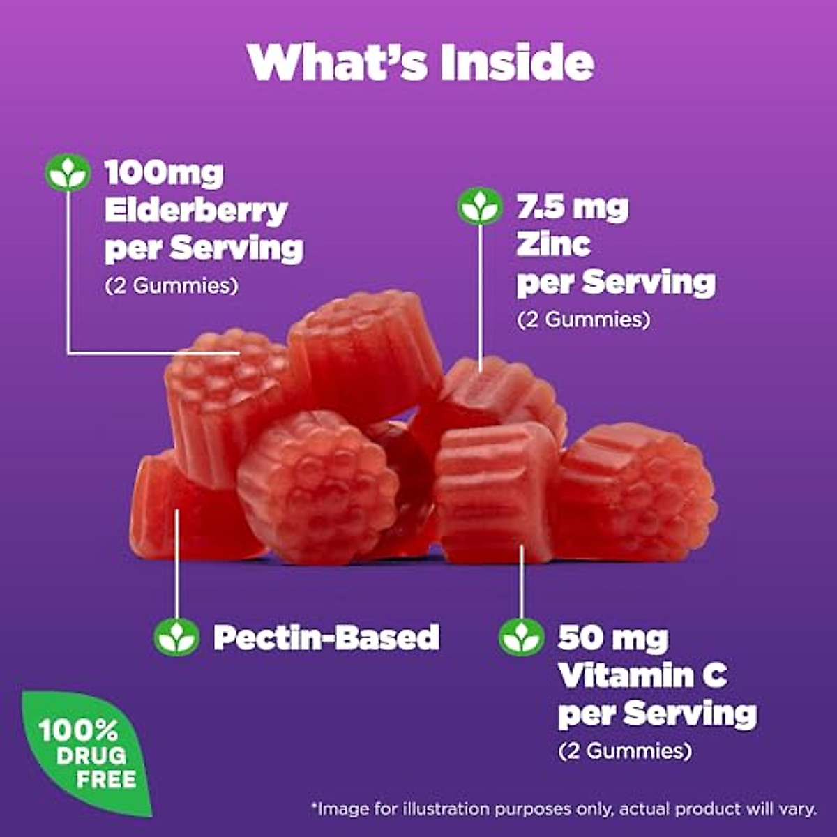 Natrol Elderberry 100mg Gummies for Immune Health Support, 60 Berry-Flavored Gummies, 30 Day Supply