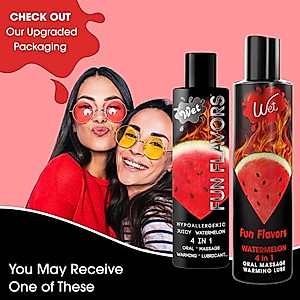 Wet Flavored Tasty Warming Lube Sampler (5- Pack), Five 1 Oz Bottles, Premium Personal Lubricant, for Men, Women and Couples, Ideal for Foreplay, Paraben Free, Gluten Free, Stain Free, Sugar Free