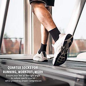 Compression Running Ankle Socks for Men and Women (6 Pairs), Quarter Athletic Socks for Running, Cycling, Golf, Work