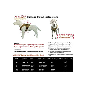 Albcorp Tactical Dog Vest Harness – Military MOLLE Modular System - No-Pull Service Dog Vest with Front Leash Clip with Hook & Loop Panels, Padded Handle, Black, Extra Large