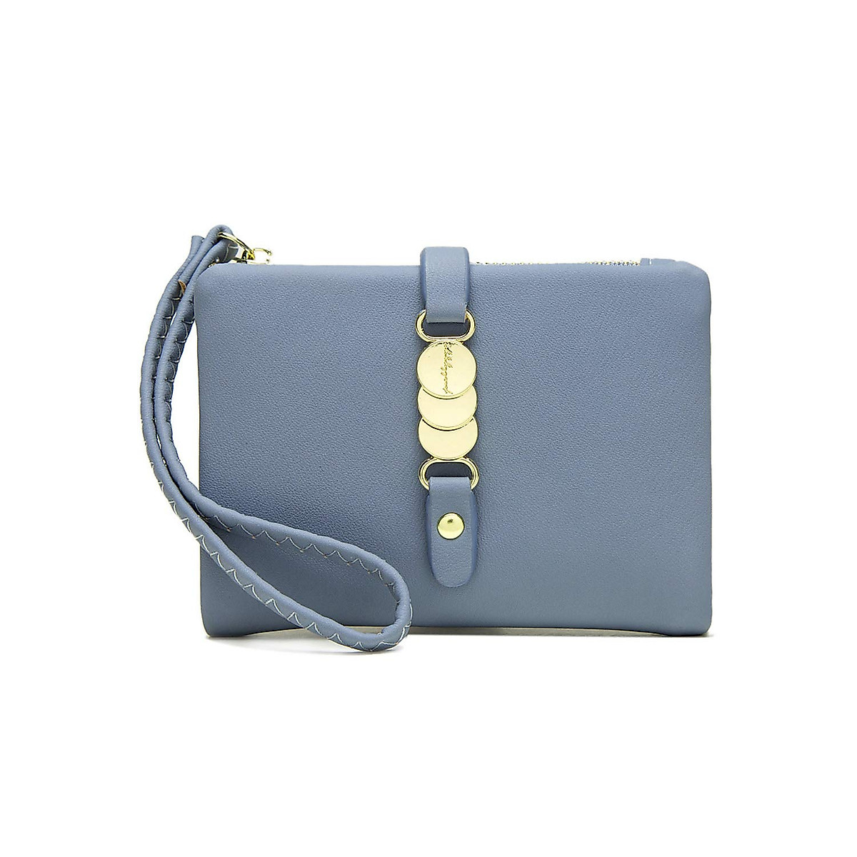 AOXONEL Womens Wallets Small Rfid Bifold Wristlet,Ladies Wallets for Card Coin,Change Purse with Wrist Strap (Blue)