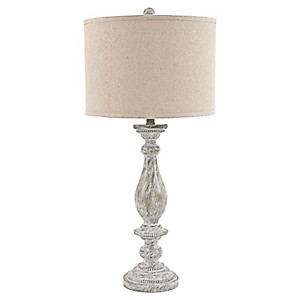 Signature Design by Ashley Bernadate Vintage Cottage Table Lamp, 2 Count, 31", Whitewash