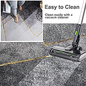 SUWUYUE Modern Abstract Geometric Golden Lines Craft Area Rug with Non-Shedding Floor Carpet for Living Room Bedroom Dining Home Office Grey / Gold (8FTX10FT)