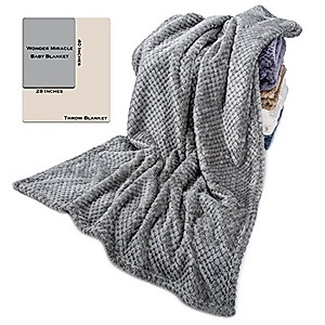 Fuzzy Blanket or Fluffy Blanket for Baby, Soft Warm Cozy Coral Fleece Toddler, Infant or Newborn Receiving Blanket for Crib, Stroller, Travel, Decorative (28Wx40L, XS-Flint Gray)