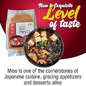 Fusion Select Organic Red Miso Paste - Made of Fermented Soy Bean & Rice - Savory Japanese Seasoning For Cooking Soup Base, Broth, Stew, Salad Dressing, Sauce, Marinade, Ramen - 15 Servings, 300g