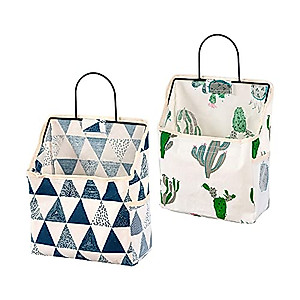XIAOQI 2Pack-Wall Hanging Storage Bag, Waterproof Over The Door Closet Organizer Hanging Pocket Organizer, Linen Cotton Organizer Box Containers for Bedroom, Bathroom Dormitory