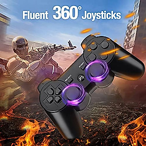 TESSGO PS3 Controller 2 Pack Compatible with PS-3, Rechargeable Game Wireless Controller with Upgraded Joystick for PlayStation 3