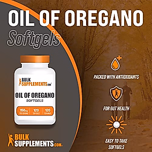 BULKSUPPLEMENTS.COM Oil of Oregano Softgels - Oregano Oil Supplements, from Wild Oregano Oil - 150mg of Oregano Essential Oil per 1 Softgel Serving - Oregano Oil Capsules (120 Softgels)