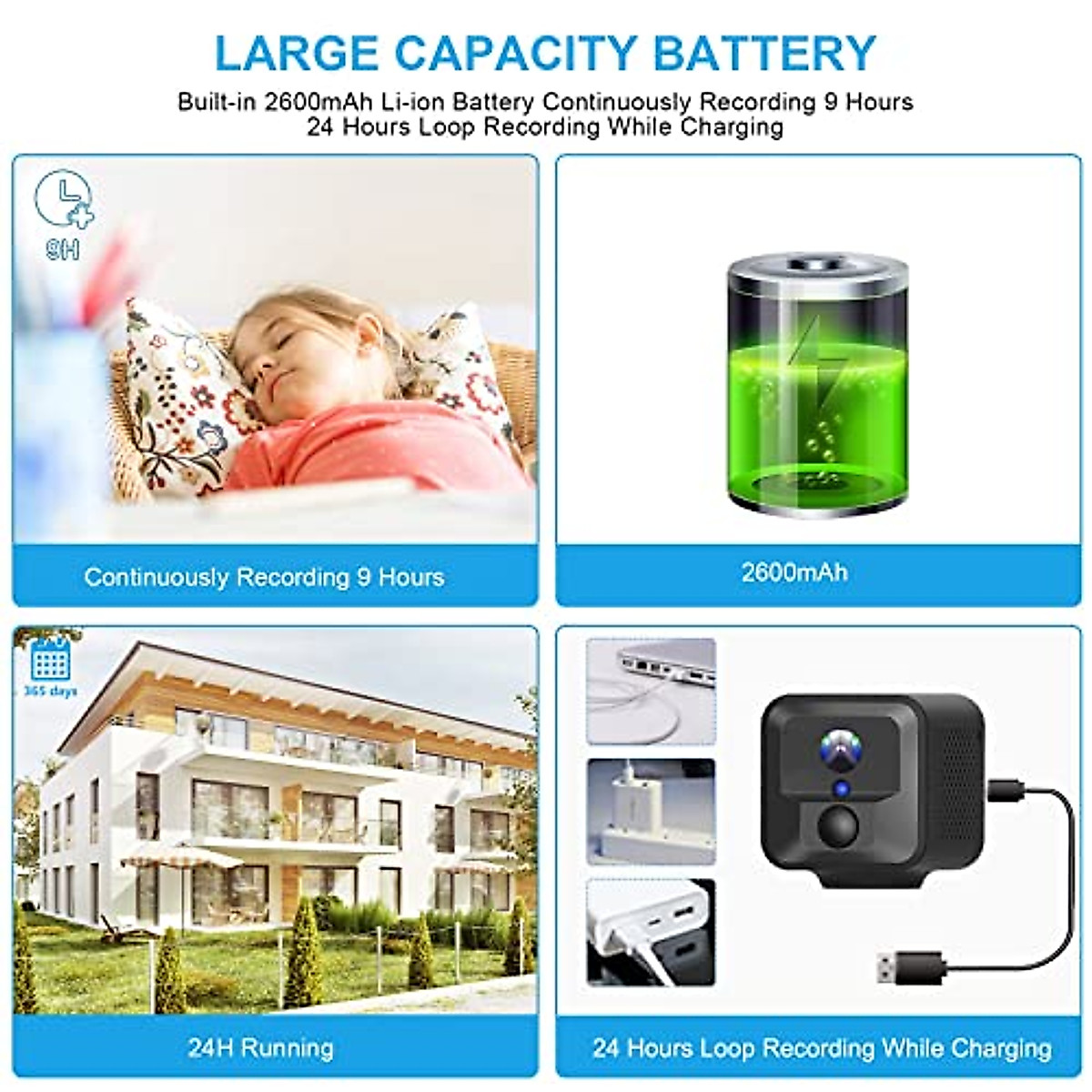 FYLCTEI Spy Camera Hidden Camera 1080P WiFi Wireless Camera, Last up to 30 Days Without Charging Nanny Cam Mini Camera with Motion Detection Indoor Surveillance Cameras for Home Security