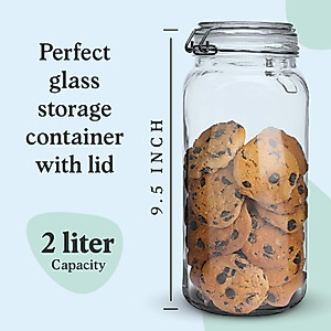 Set of 3 Glass Mason Jar 64 Ounces with Airtight Lid Large Jars With Stainless Steel Bail And Trigger Clamps