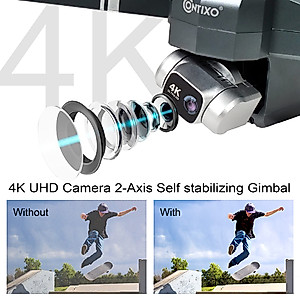 Contixo F35 GPS Drone with 4K UHD Camera 2-Axis Self stabilizing Gimbal 5G WiFi FPV RC Quadcopter Brushless Drone for Adults, Bonus 64GB SD Card Carrying Case