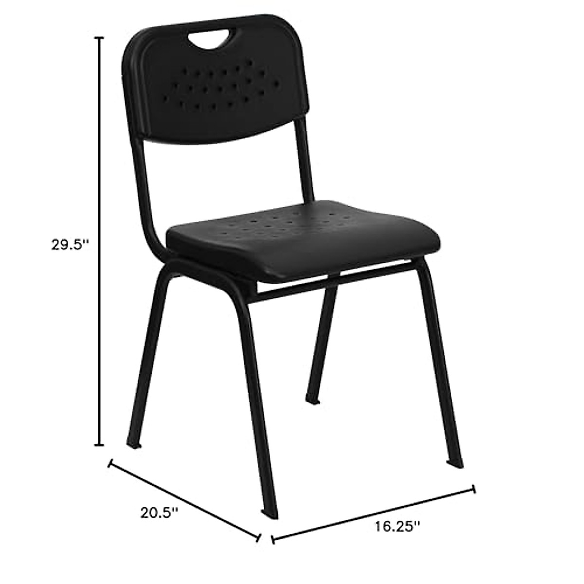 Flash Furniture 5 Pack HERCULES Series 880 lb. Capacity Black Plastic Stack Chair with Open Back and Black Frame