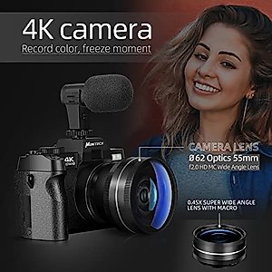 Monitech 48MP Digital Camera 4K Video Camera Reversible Display Point and Shoot Cameras for Photography 16X Digital Zoom Digital Cameras for Photography Vlogging Camera for YouTube with 32GB SD Card