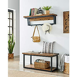 Alaterre Furniture Claremont 40" L Rustic Wood Coat Hook with Shelf