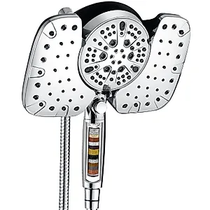 INAVAMZ 2-in-1 Shower Heads with Handheld Spray Combo: 10” Rainfall Shower Head & Hand Held Shower Head, 10 Spray Settings Detachable Shower Head with ON/OFF Switch and 15-Stage Filter