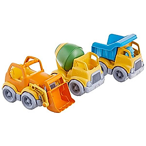 Green Toys Construction Vehicle Includes Scooper, Dumper, Mixer, 1 Character- 3 Pack - 4C