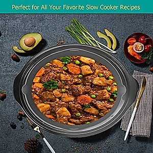 Silicone Slow Cooker Liners for Crock-Pot 7 Quart Crock Pot Liner Reusable 7QT Oval Cooking Liner BPA-Free Leakproof Dishwasher Safe(Gray)