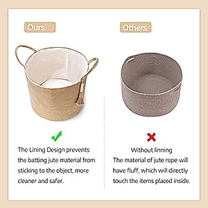 Mkono Woven Storage Basket Decorative Rope Basket Wooden Bead Decoration for Blankets,Toys,Clothes,Shoes,Plant Organizer Bin with Handles Living Room Home Decor, Jute, 16" W × 13.8"L