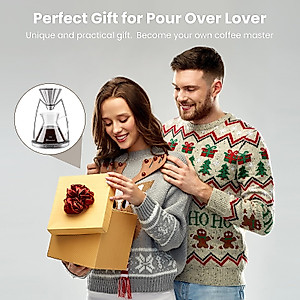 Maestri House Pour Over Coffee Maker, Magnetic Coffee Dripper and 600ML Carafe Coffee Server, Drip Coffee Maker with Metal Base, Dishwasher Safe for Home or Office