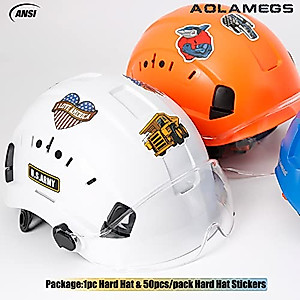 AOLAMEGS ABS Safety Hard Hat - ANSI Z89.1 Approved Safety Helmet Adjustable Vented Hardhat for Men Women Adults Safety Hardhats for Outdoor Indoor Industrial Construction Workwear (White Clear Visor)