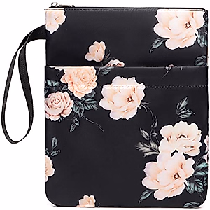 Book Sleeve Book Covers Book Protector with Zipper Washable Fabric for Teen Adult Book Lover Teacher Student ,11.4 X 9 Inch (Camellia Black)