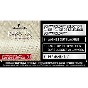 Schwarzkopf Keratin Color Permanent Hair Color Cream, 10.1 Extra Light Ash Blonde, 1 Kit