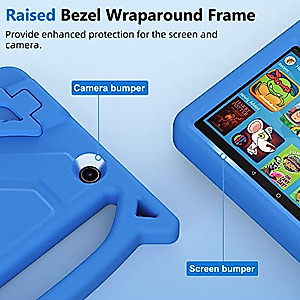 Fire 7 Tablet Case for Kids,Kindle Fire 7 Case,Amazon Fire 7 Tablet Case(12th Gen 2022 Release),Dinines Lightweight Shock Proof Protective Cover Case for All-New Amazon Kindle Fire 7 Tablet,Blue