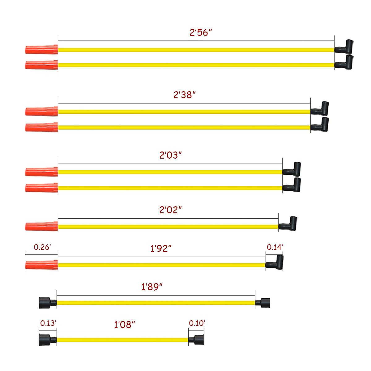 MAS Premium HEI Ignition Distributor 65K Volt with Performance Spark Plug Wires & Free Pigtail Battery Wiring Harness Compatible with SBF Ford Small Block 260 289 302 1030213 PE330U（Red Racing Kit）